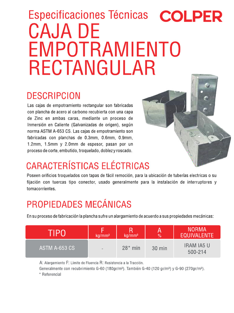 Ficha Tecnica Caja Rectangular | PDF