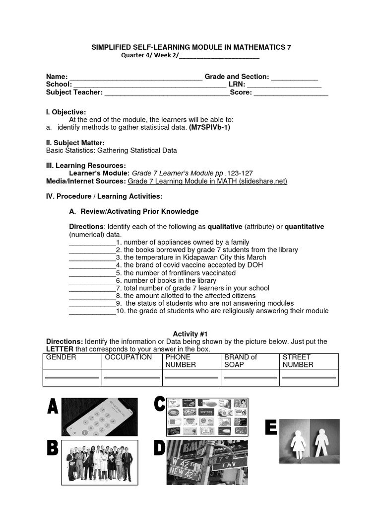 Math-7 Q4 M2 | PDF | Data | Statistics