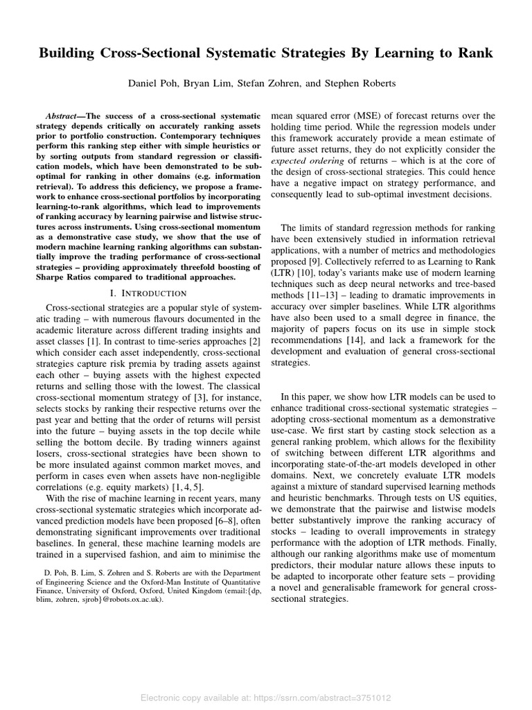 Building Cross-Sectional Systematic Strategies by Learning To Rank ...