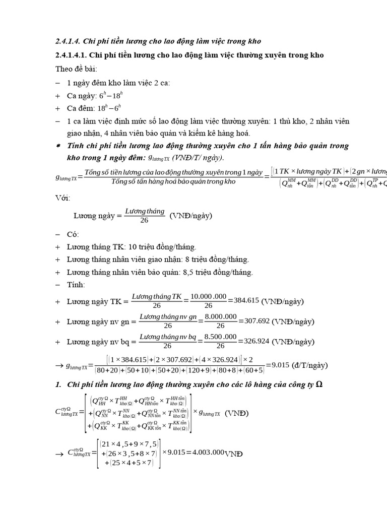 2.4.1.4.1. Chi phí tiền lương cho lao động làm việc thường xuyên trong kho | PDF