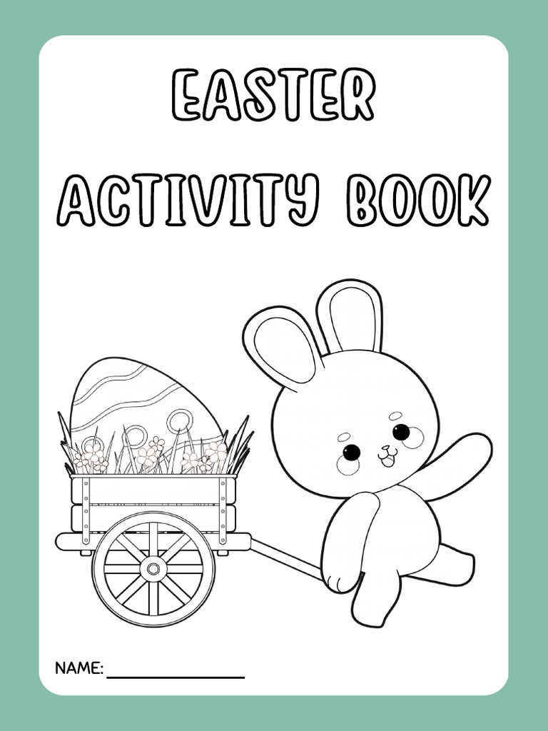 Green and White Fun Easter Activity Book Printable Worksheet | PDF