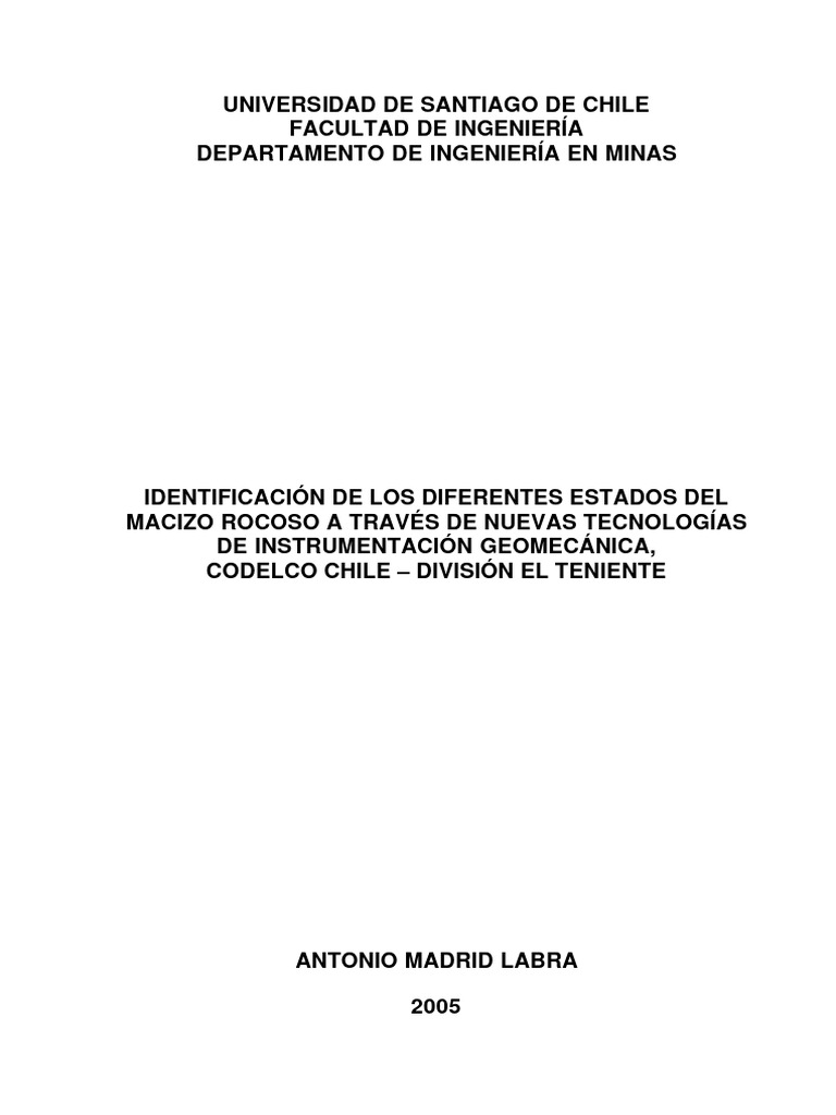 Estimaci A2n de Esfuerzos Madrid 2005 Instrumentacion Geomecanica | PDF ...