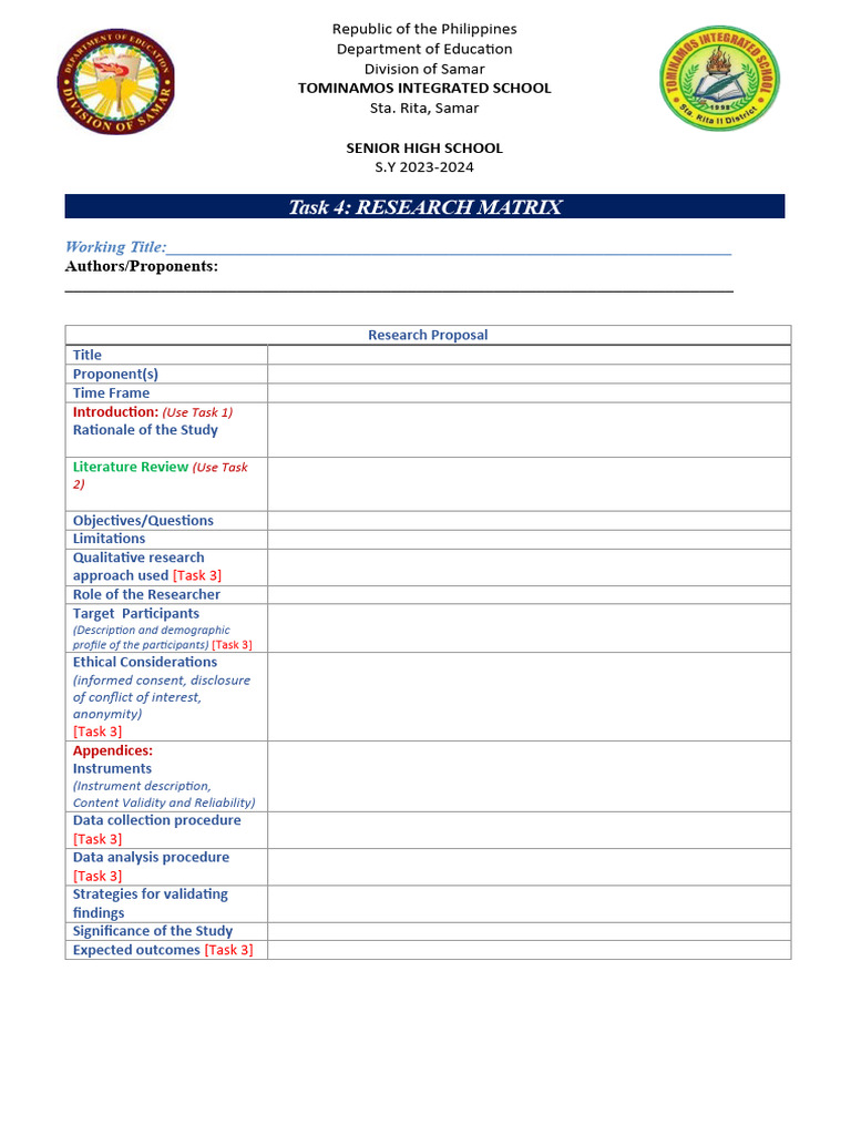 Task 4 - Proposal Paper Matrix | Download Free PDF | Qualitative ...