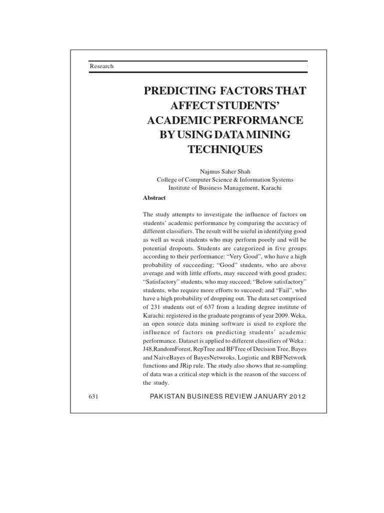 Predicting Factors That Affect Student Acadamic Performance | PDF ...