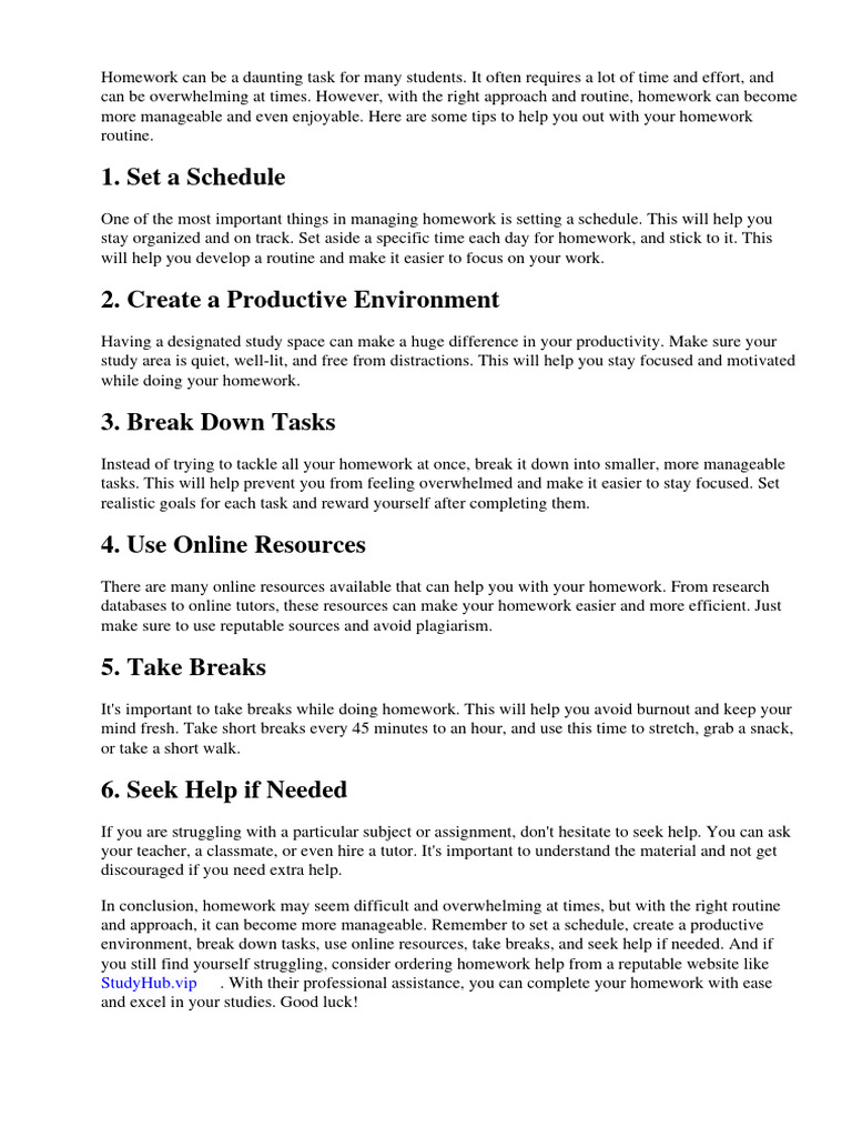 Homework Routine Tips | PDF | Homework | Parenting