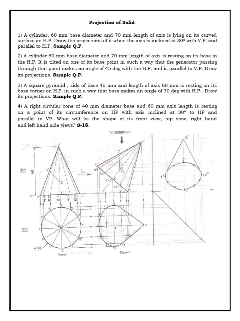 Projection of Solid | PDF | Geometric Shapes | Euclidean Geometry