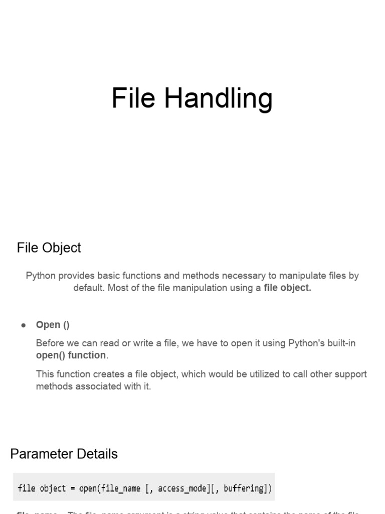 File Hadling | PDF | Text File | Parameter (Computer Programming)