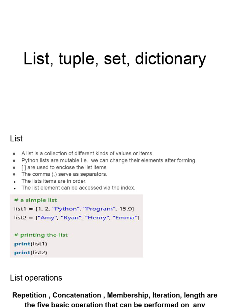 Python Data Structures: Lists, Tuples, Dictionaries | PDF | Programming Paradigms | Computing