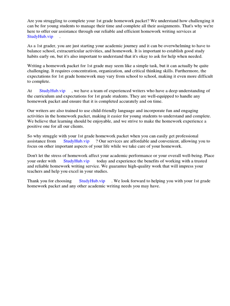1st Grade Homework Packet | PDF | Homework | Literacy