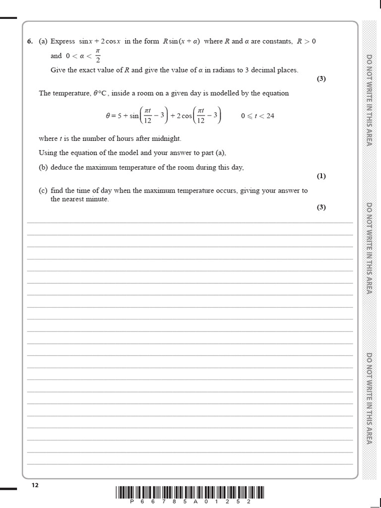 6 a Express Sin X 2 Cos X In The Form R Sin x Where R And 