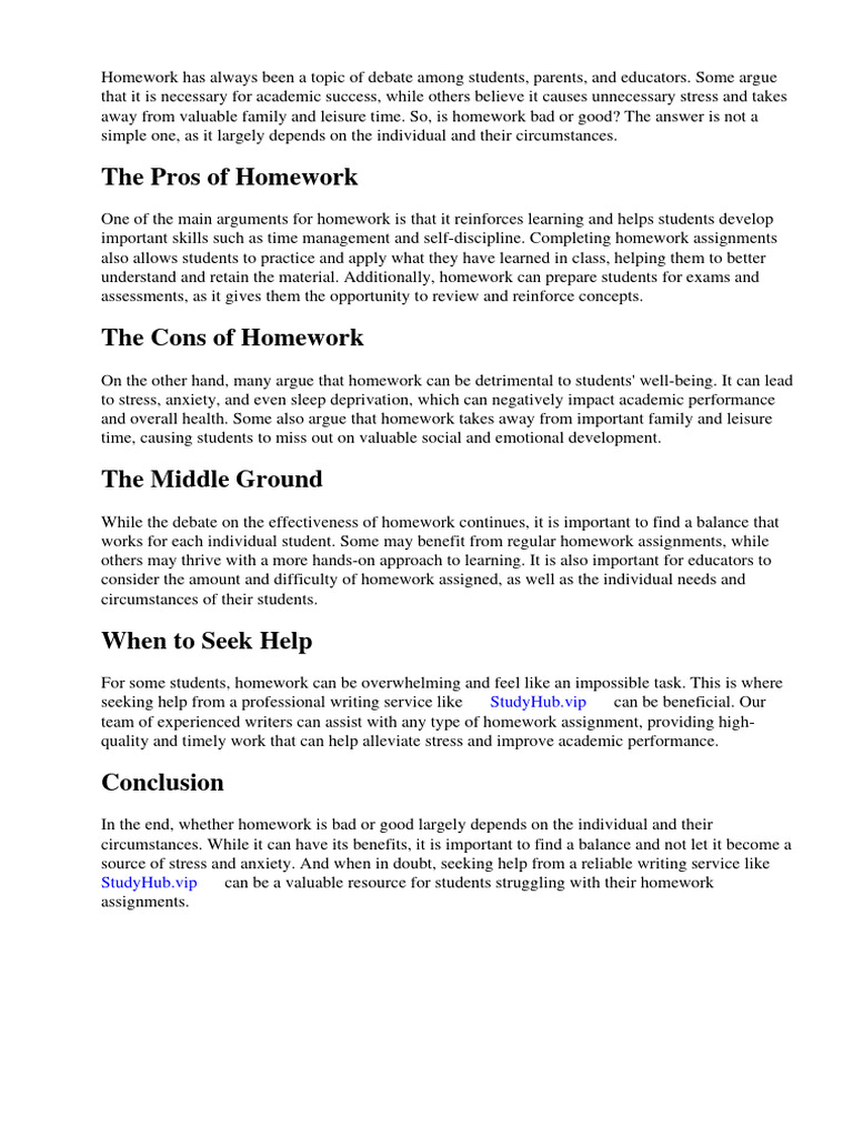Is Homework Bad or Good | Download Free PDF | Homework | Learning