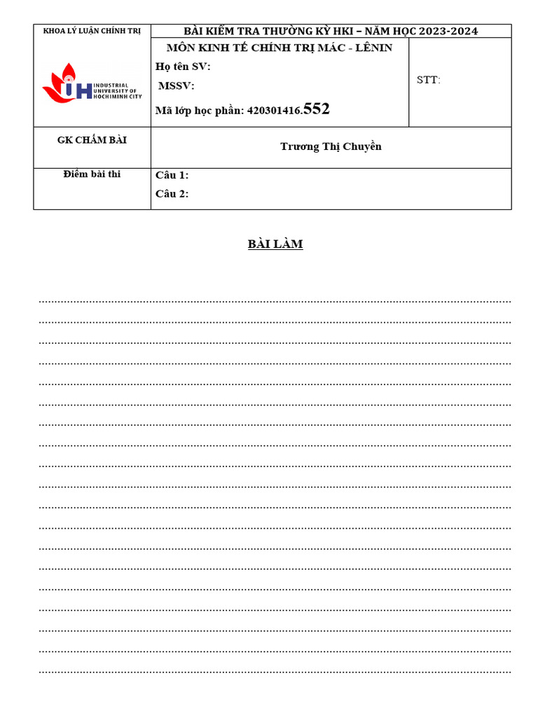 FILE MẪU BTL CUỐI KỲ | PDF