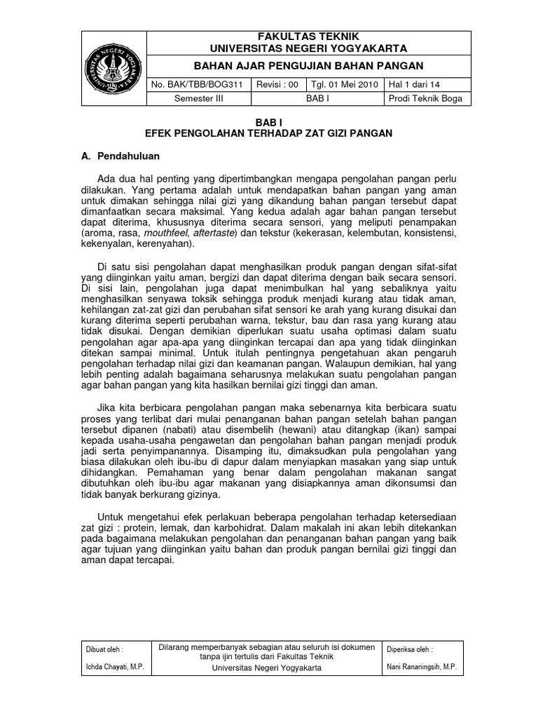 Bab 01 Pengujian Bahan Pangan | PDF