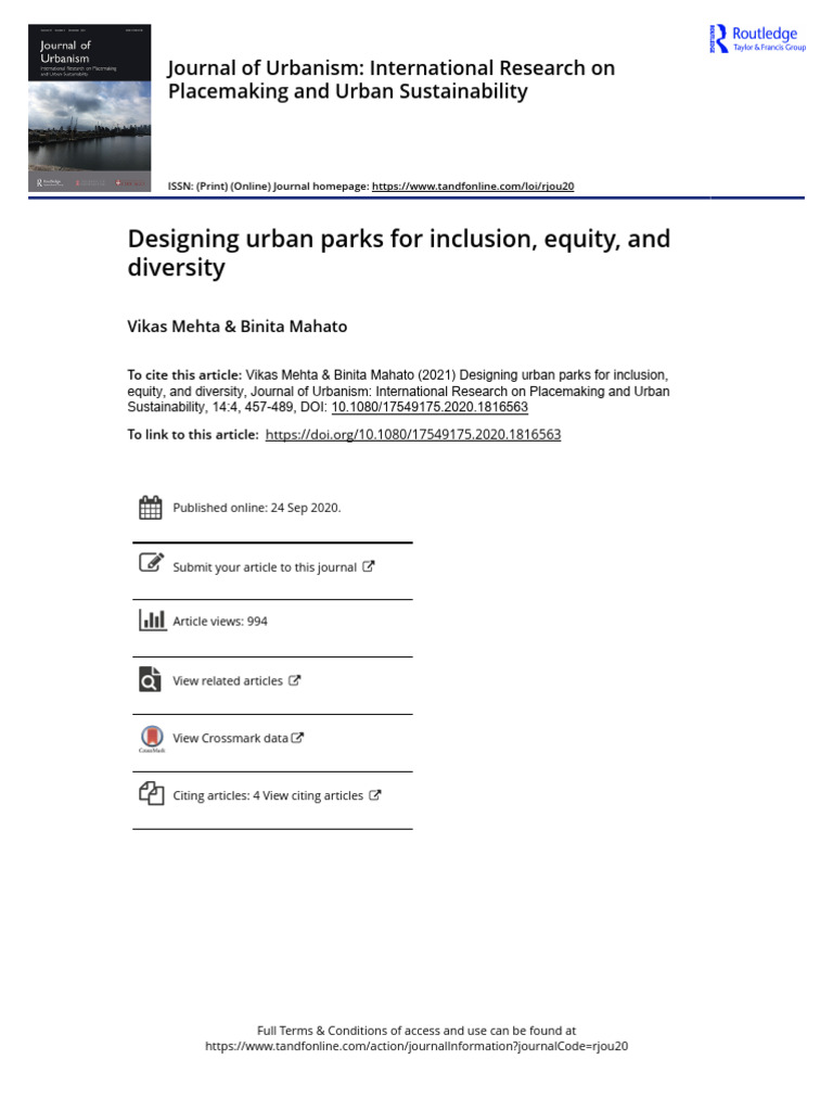 Designing Urban Parks For Inclusion Equity and Diversity | PDF ...