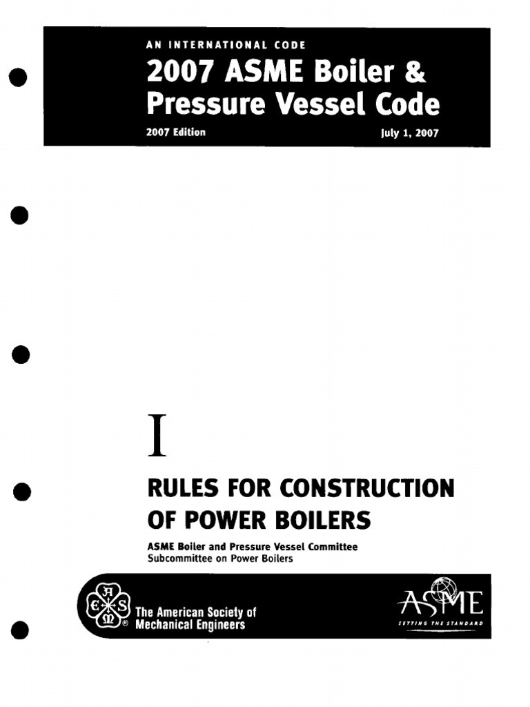 2007asme Boiler & Pressure Vessel Code I Rules For Construction of ...