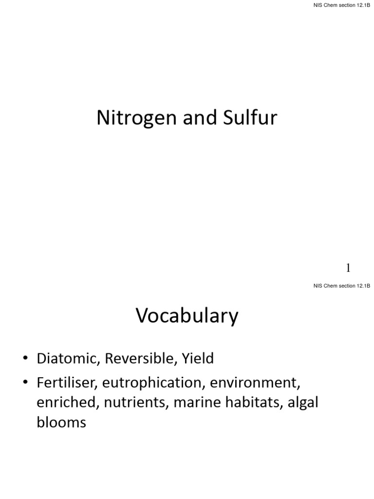 Nitrogen and Sulfur | PDF | Sulfuric Acid | Ammonia