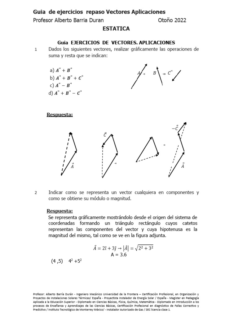 1 Guia de REPASO y Ejercicios Vectores-1 | PDF | Vector Euclidiano ...