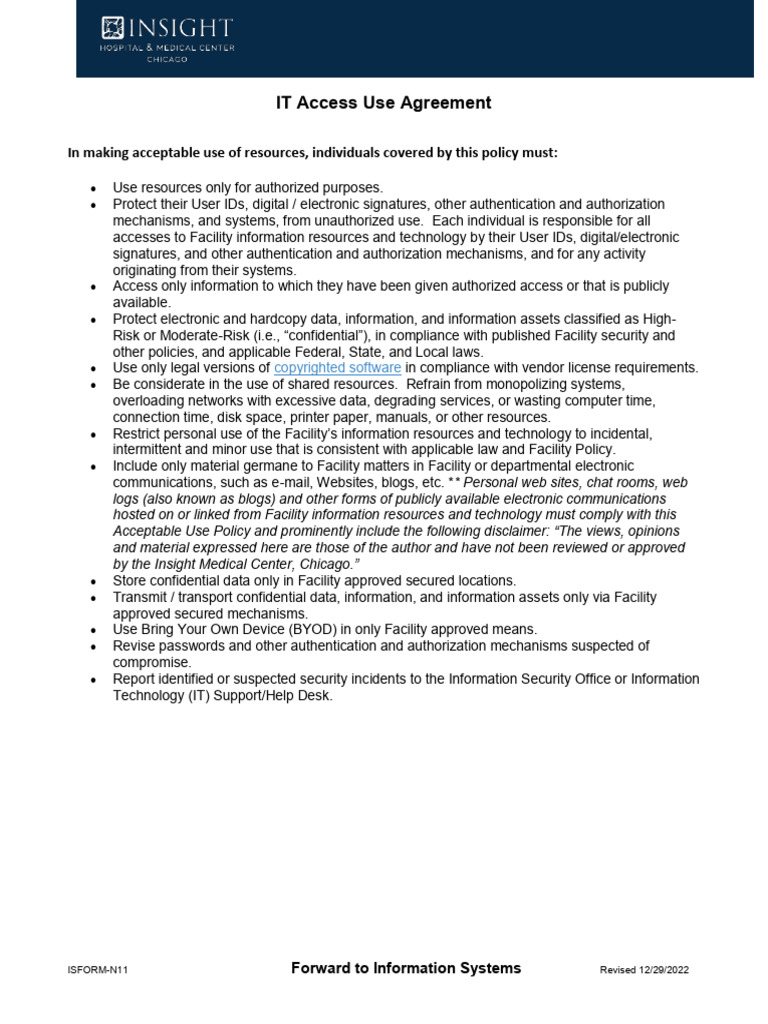 Insight IT User Agreement | PDF | Security | Computer Security