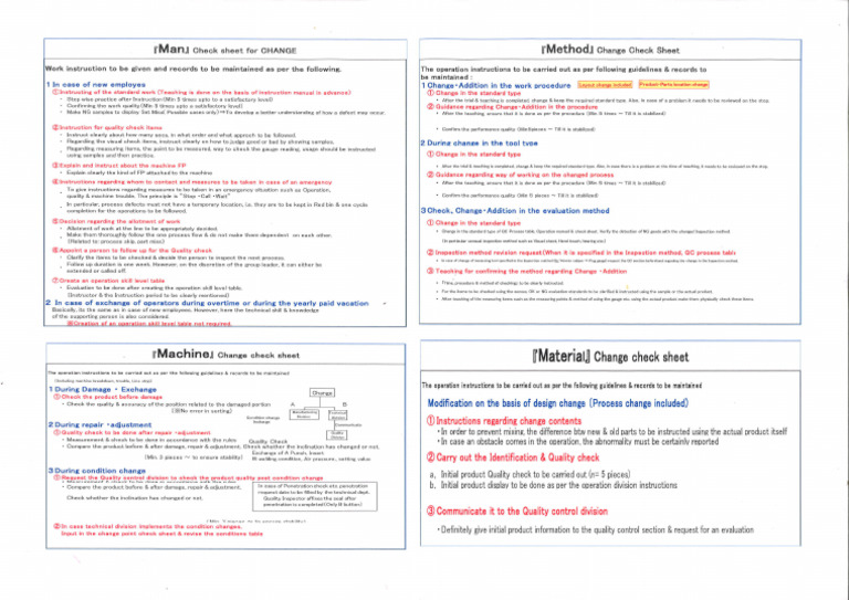 4M Change Guidlines | PDF