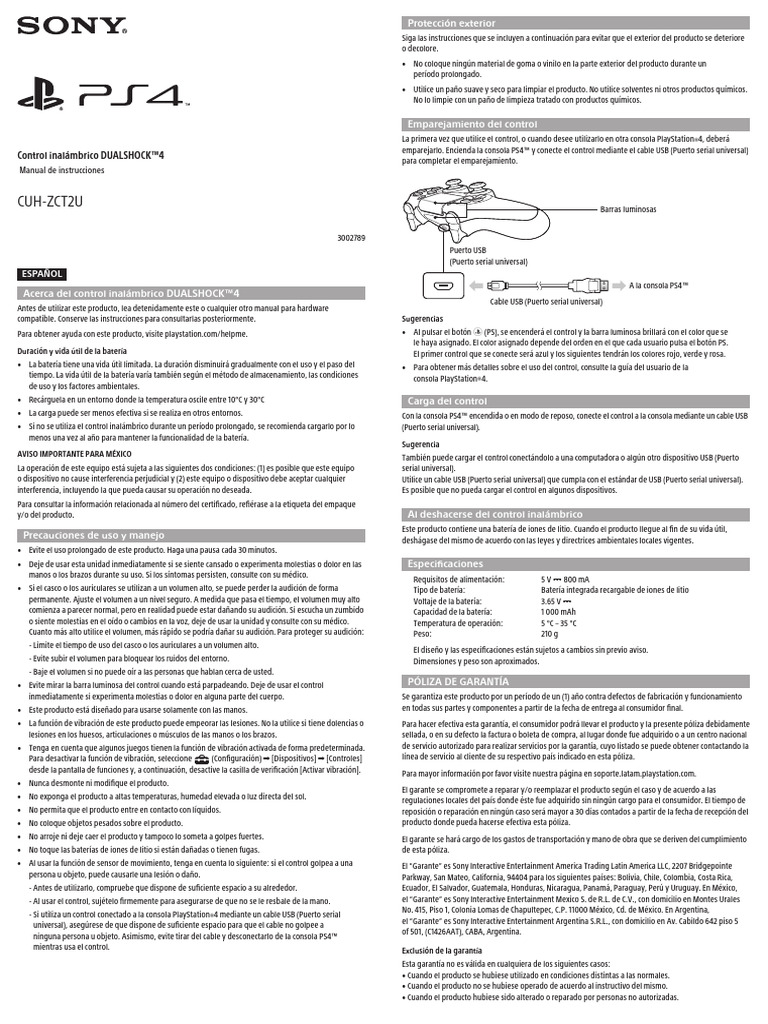 CUH-ZCT2U DS4 5.0 Manual LATAM 20170823 | PDF | Escuchando | Auriculares