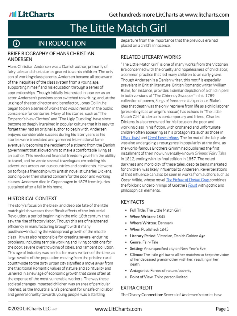 The Little Match Girl LitChart | PDF | Fairy Tales | Fairies