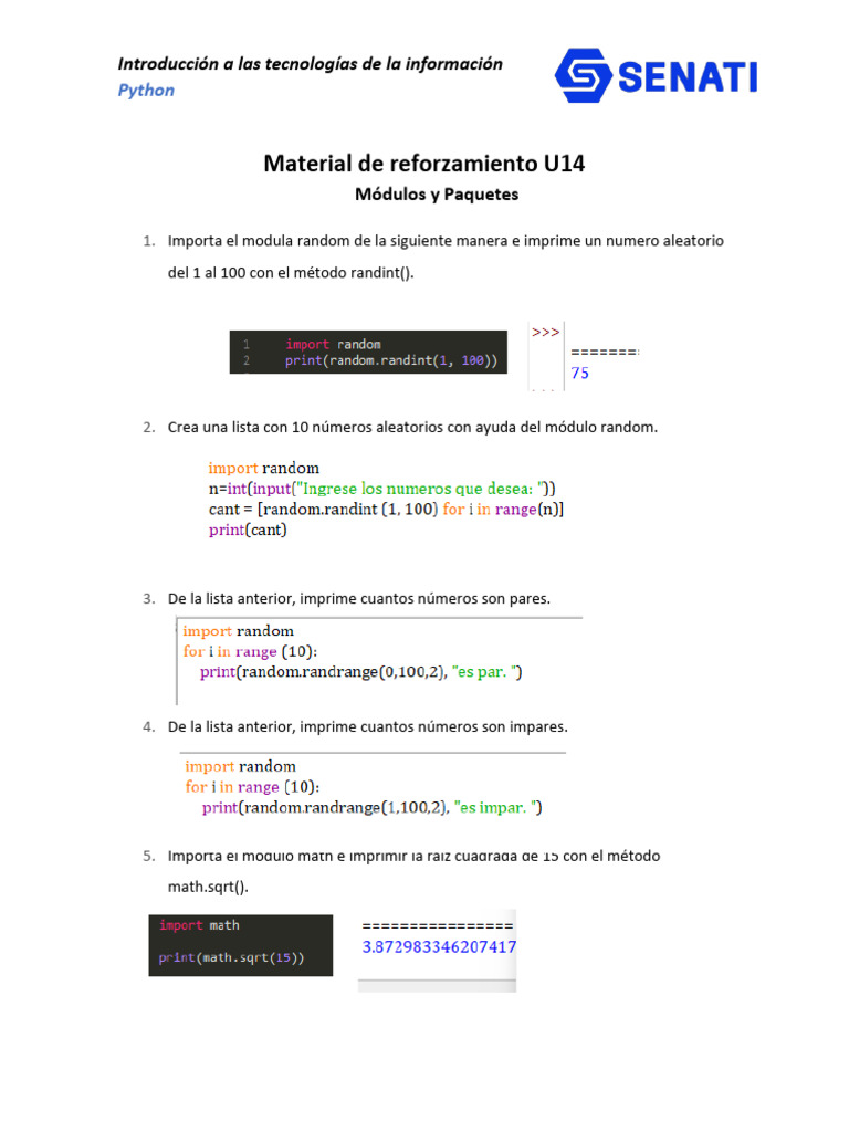 Material de Reforzamiento U14-Python | PDF Material de Reforzamiento U14-Python | PDF