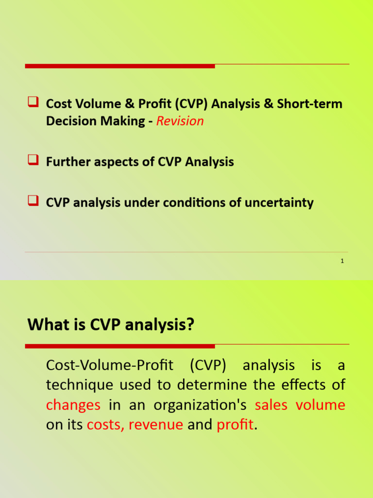 CVP Analysis for Short-term Decisions | PDF | Economies | Financial ...