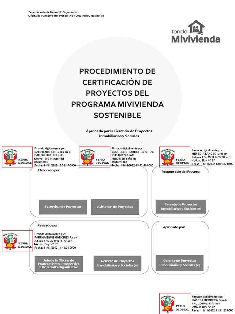 Procedimiento de Certificación de Proyectos Del Programa Mivivienda Sostenible (1) .V10 | PDF ...