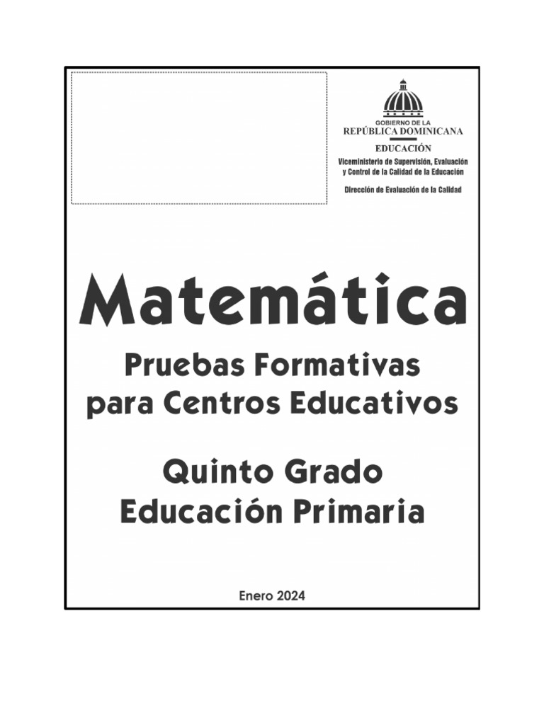 S3Mq Cuadernillo 2 Prueba Formativa Matematica 5to Primpdf | PDF