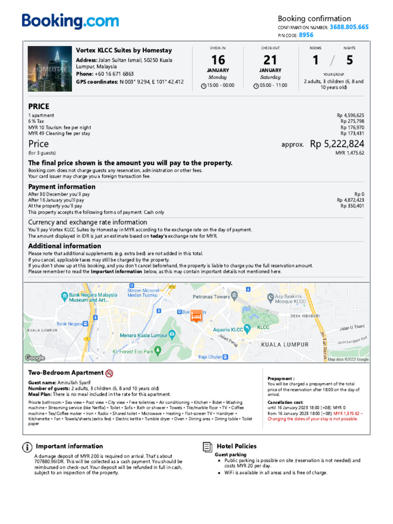 Sample Booking Travel in SG and KL 3 | PDF