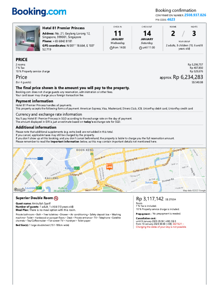 Sample Booking Travel in SG and KL 2 | PDF