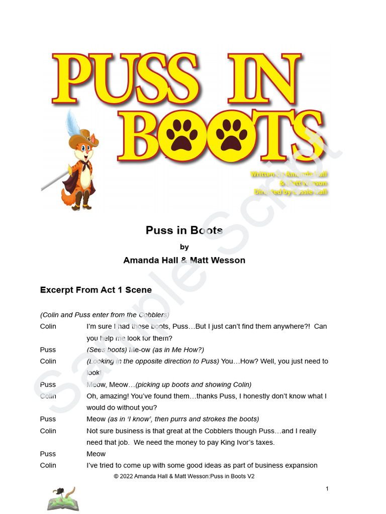 Puss+in+Boots V2 Sample+Script 2023 | PDF | Foot | Footwear