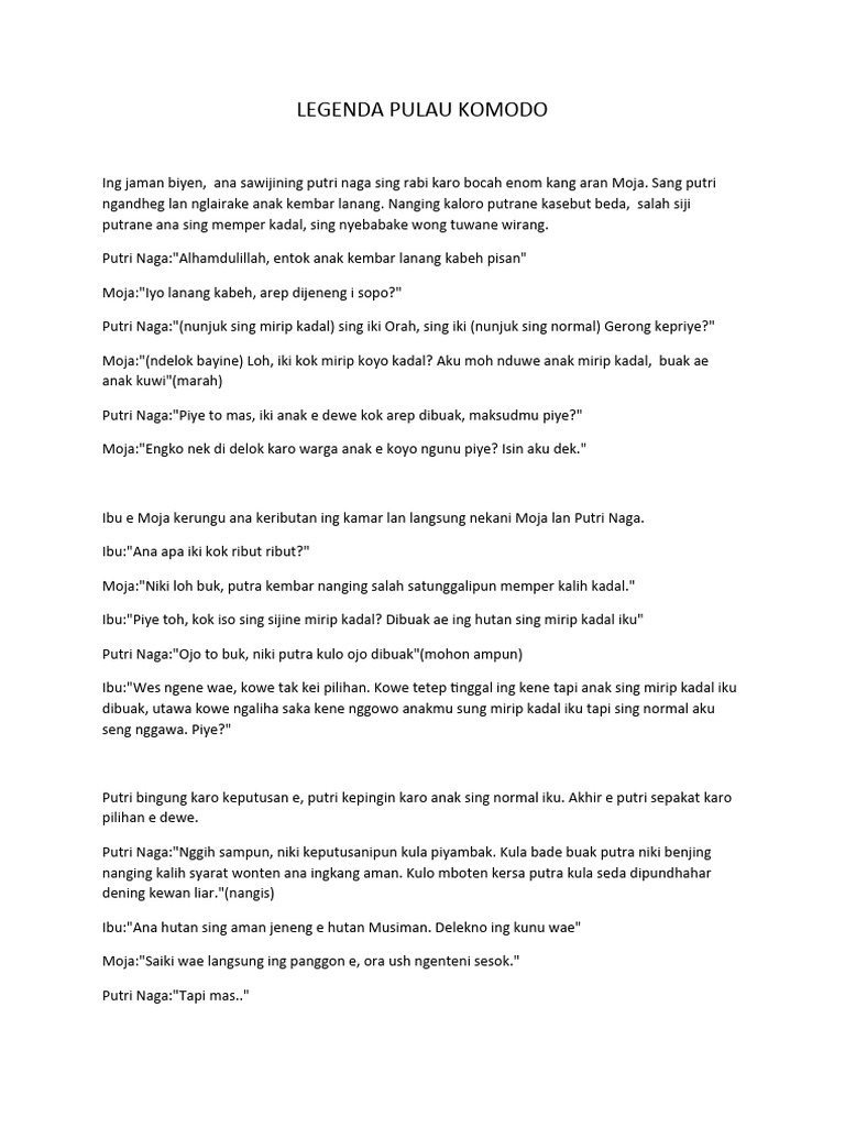 Legenda Pulau Komodo | PDF