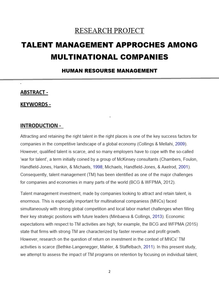 Talent Management in Multinational Firms | PDF | Talent Management ...