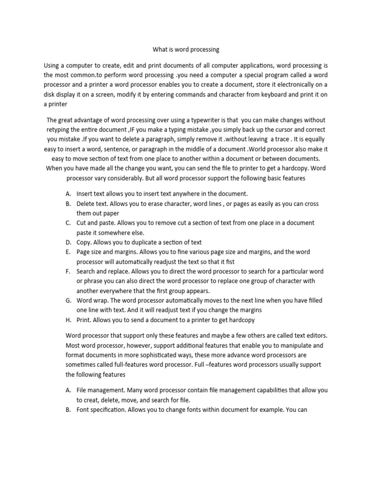 What Is Word Processing | PDF | Word Processor | Computer File