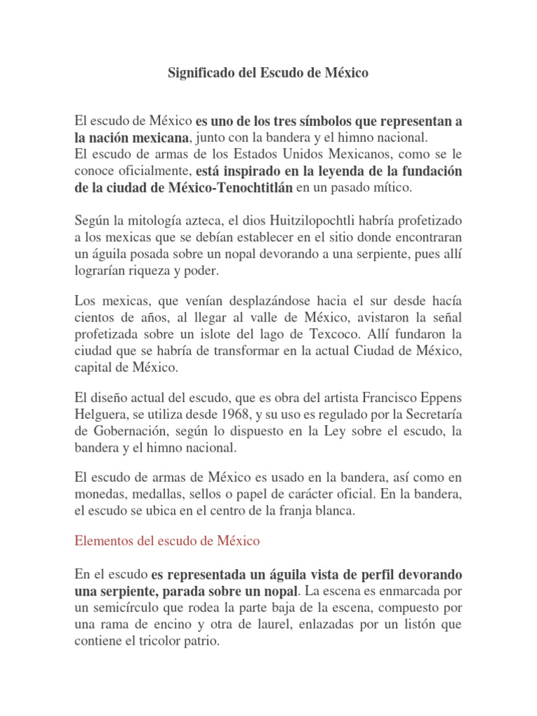 Significado Del Escudo de México | PDF | Libros para adolescentes