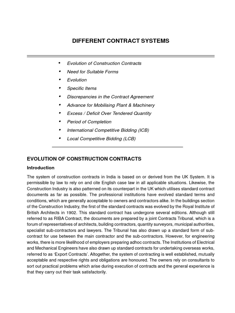 Different Contract Systems | PDF | Employment | Procurement