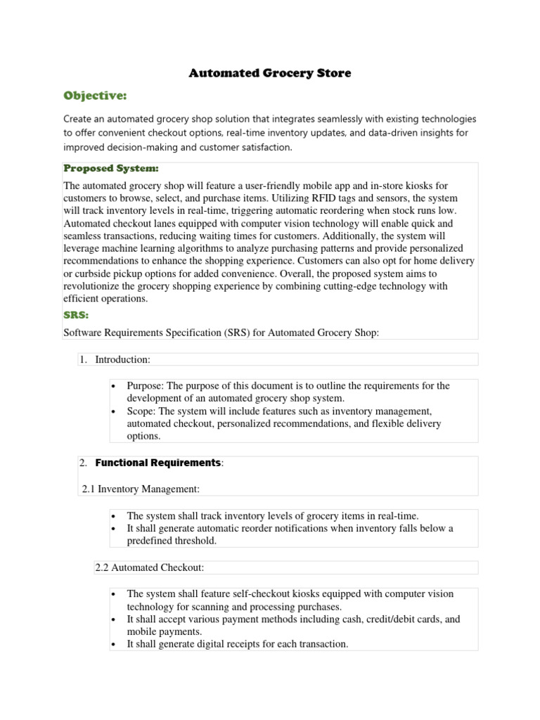 Automated Grocery Store | PDF | Point Of Sale | Automation