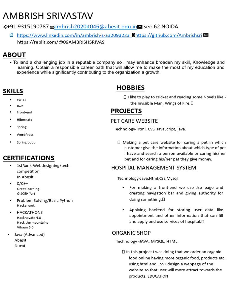 Ambrish Srivastav (2002900130009) | PDF | Hypertext | Software Development