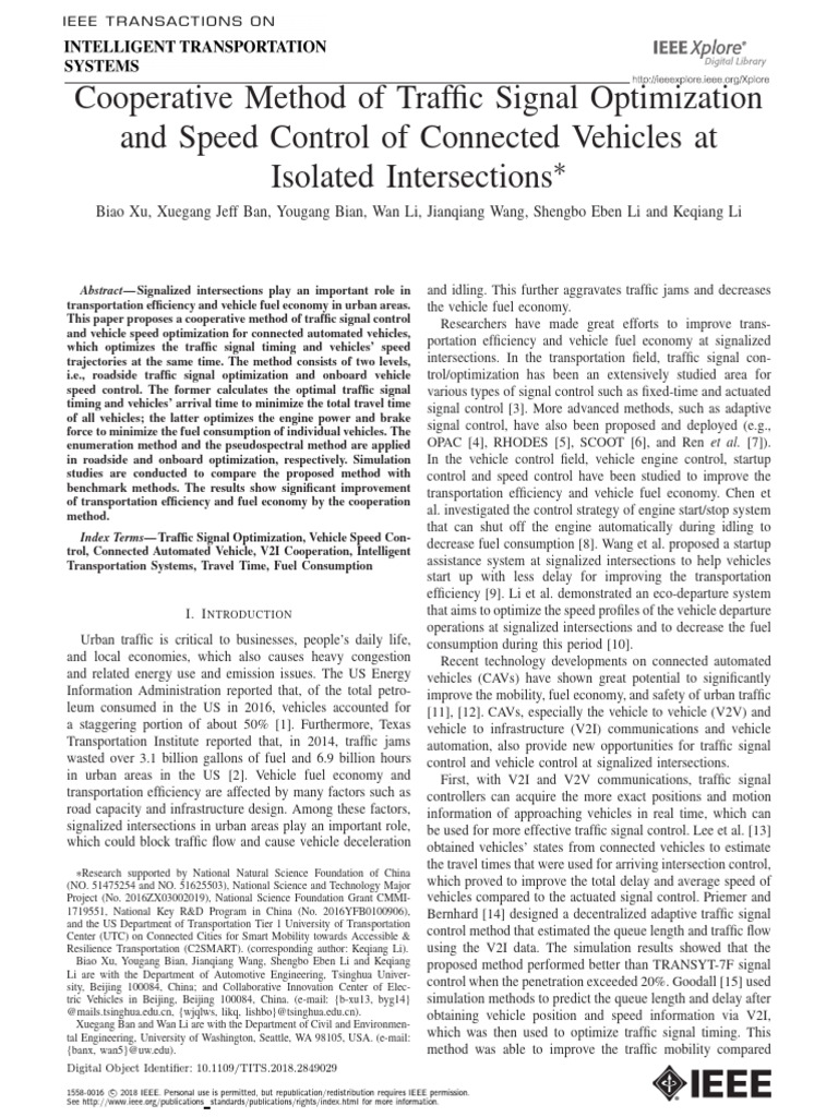 Traffic Signal Research Paper Pdf Traffic Mathematical Optimization