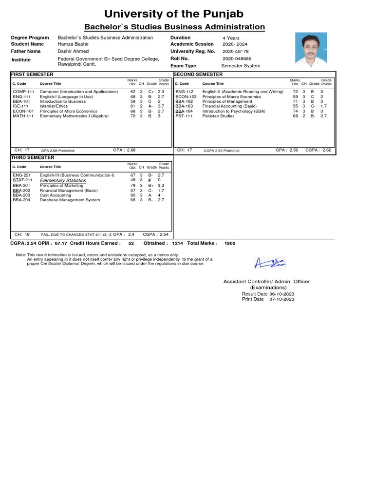 BS-BBA-3rd (5 10 23) Merged | PDF | Bachelor's Degree | Academic Term