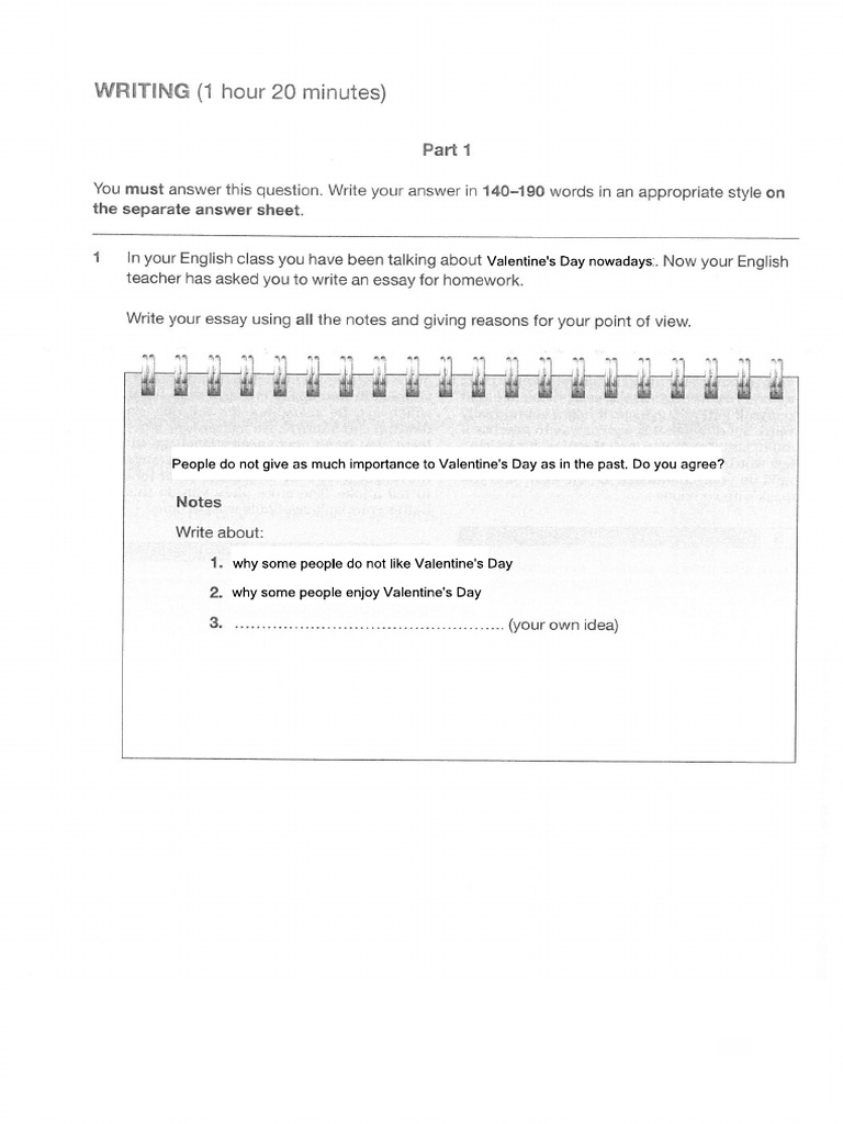 FCE Valentines Writing Task 23-24 Essay | PDF