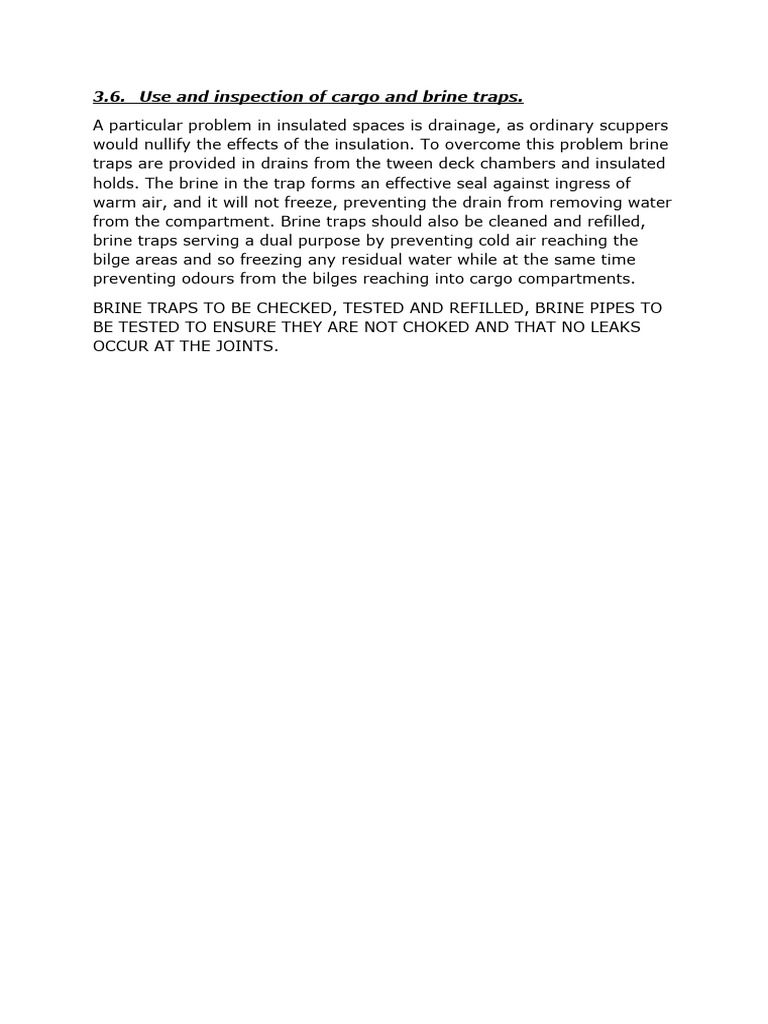 Brine Trap Maintenance in Reefer Ships | PDF