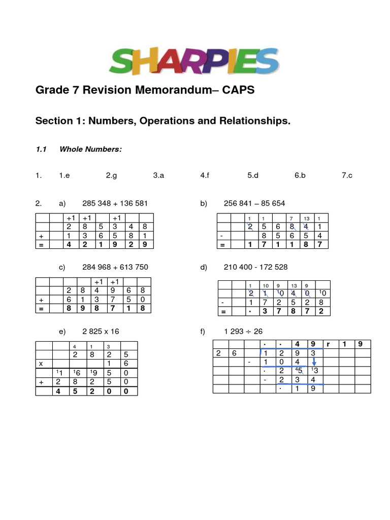 Grade 7 CAPS Math Revision Guide | PDF | Shape | Area