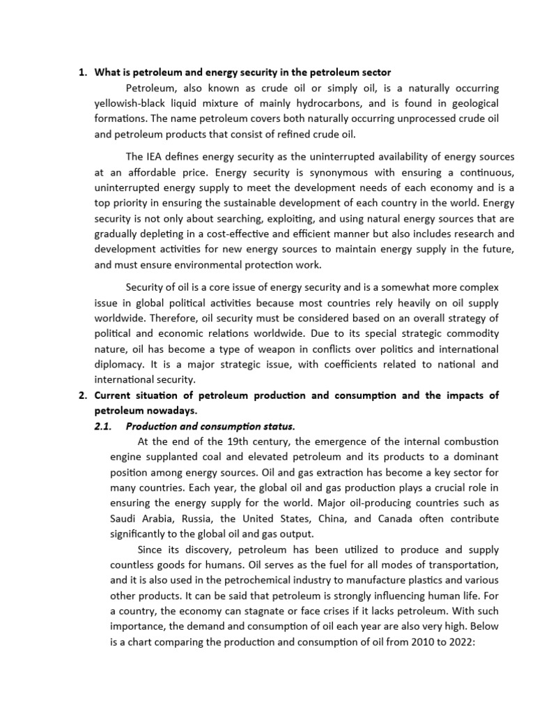 Energy Security in The Petroleum Sector | PDF | Petroleum | Energy ...