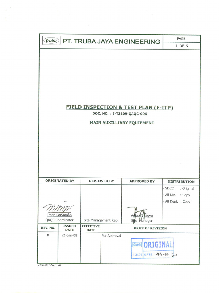 I-T3109-Qaqc-006 Field Inspection - Test Plan Main Auxiliary Equipment ...