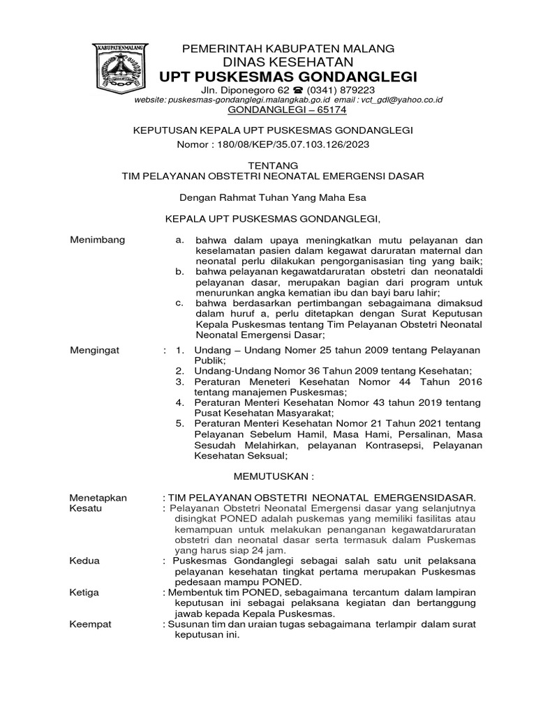 Tim Pelayanan Obstetri Neonatal Emergensi Dasar | PDF