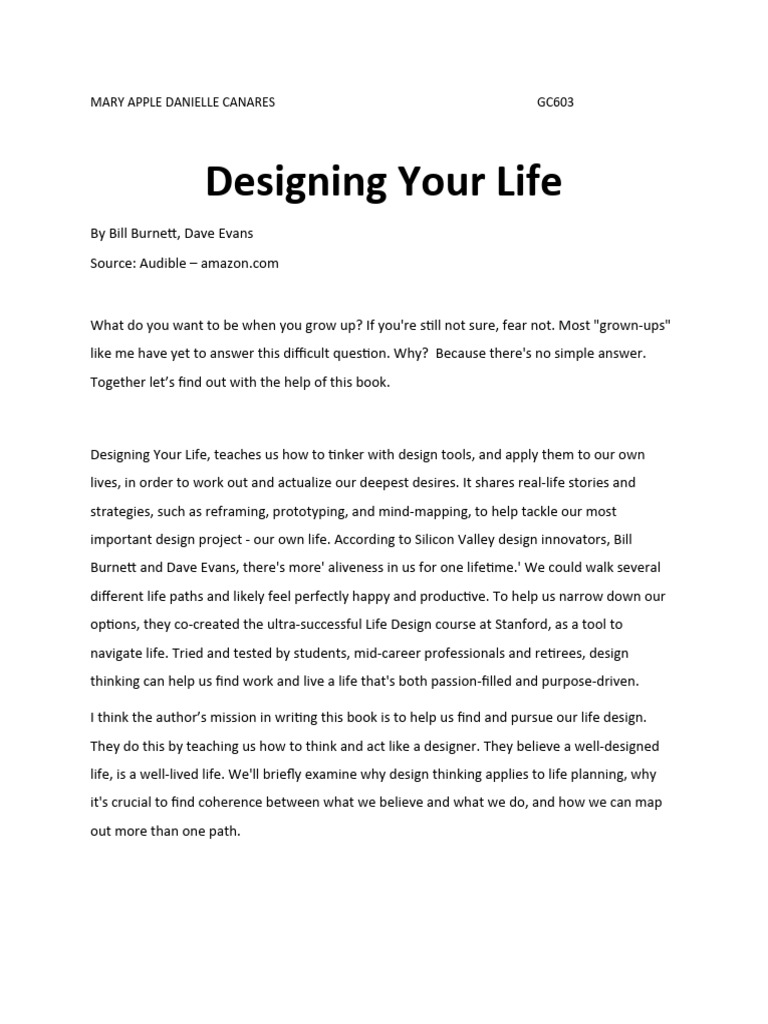 CANARES-Book Reading-Designing Your Life | PDF | Thought CANARES-Book Reading-Designing Your Life | PDF | Thought