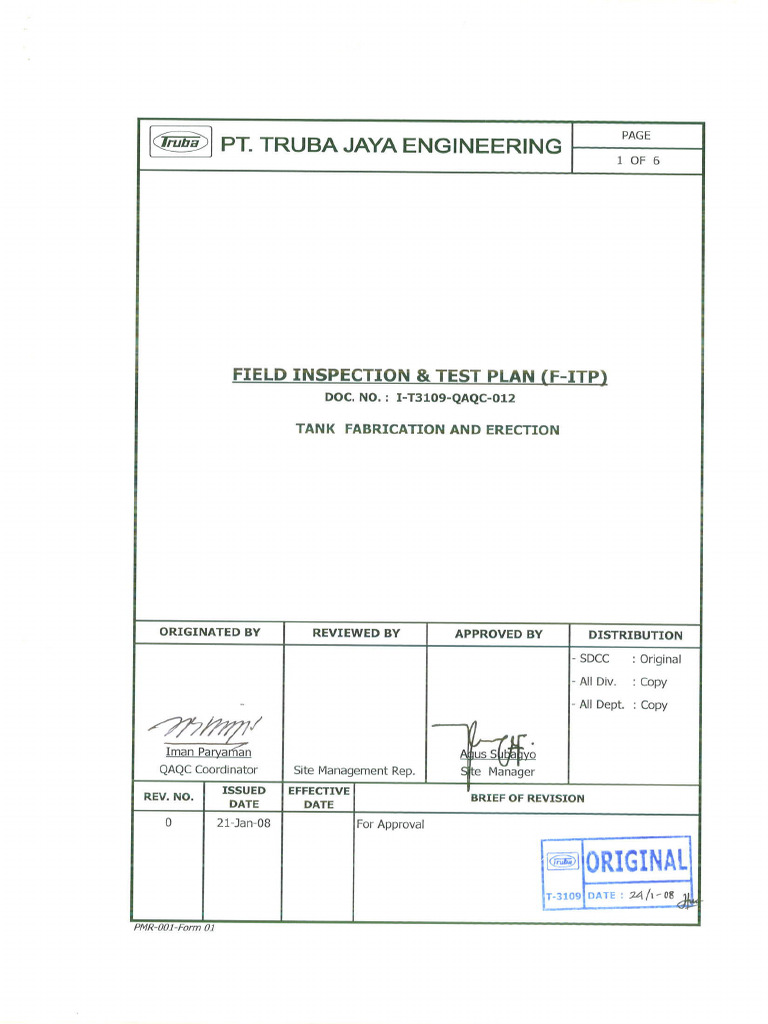 I-T3109-QAQC-012 FIELD INSPECTION _ TEST PLAN TANK FABRICATION AND ...