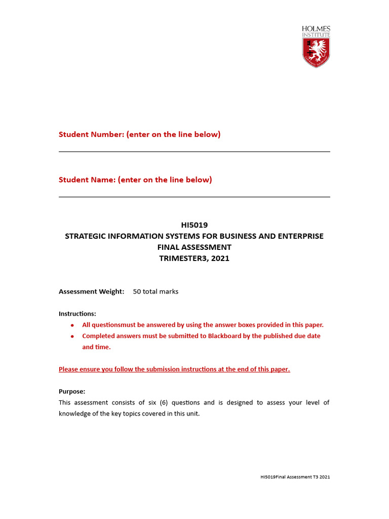 HI5019 Final Assessment T3 2021 | PDF | Internal Audit | Internal Control